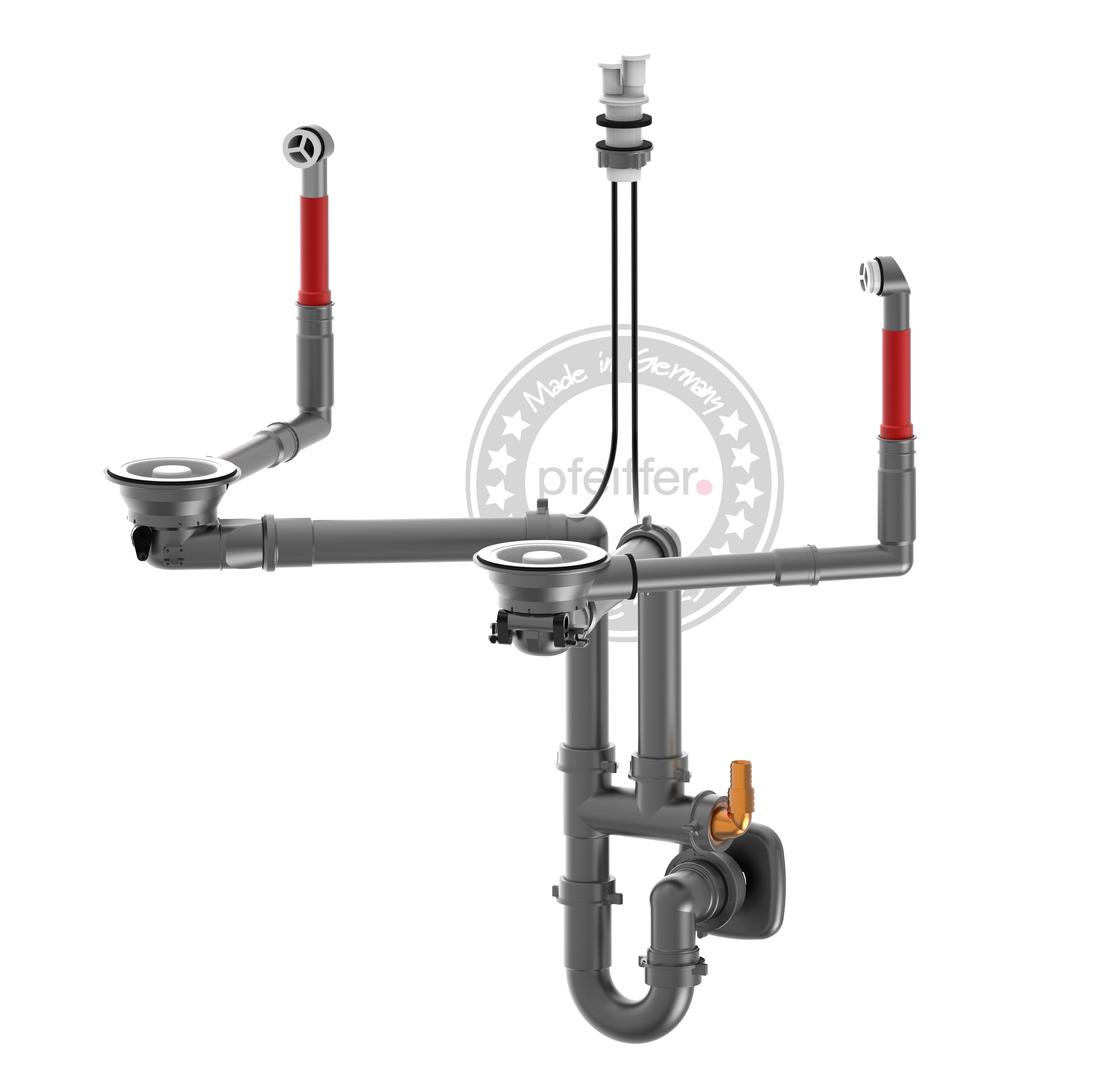 MIXA Ablaufgarnitur DD, Farbe: 03 WHITE, passend für TWIN R60 ...