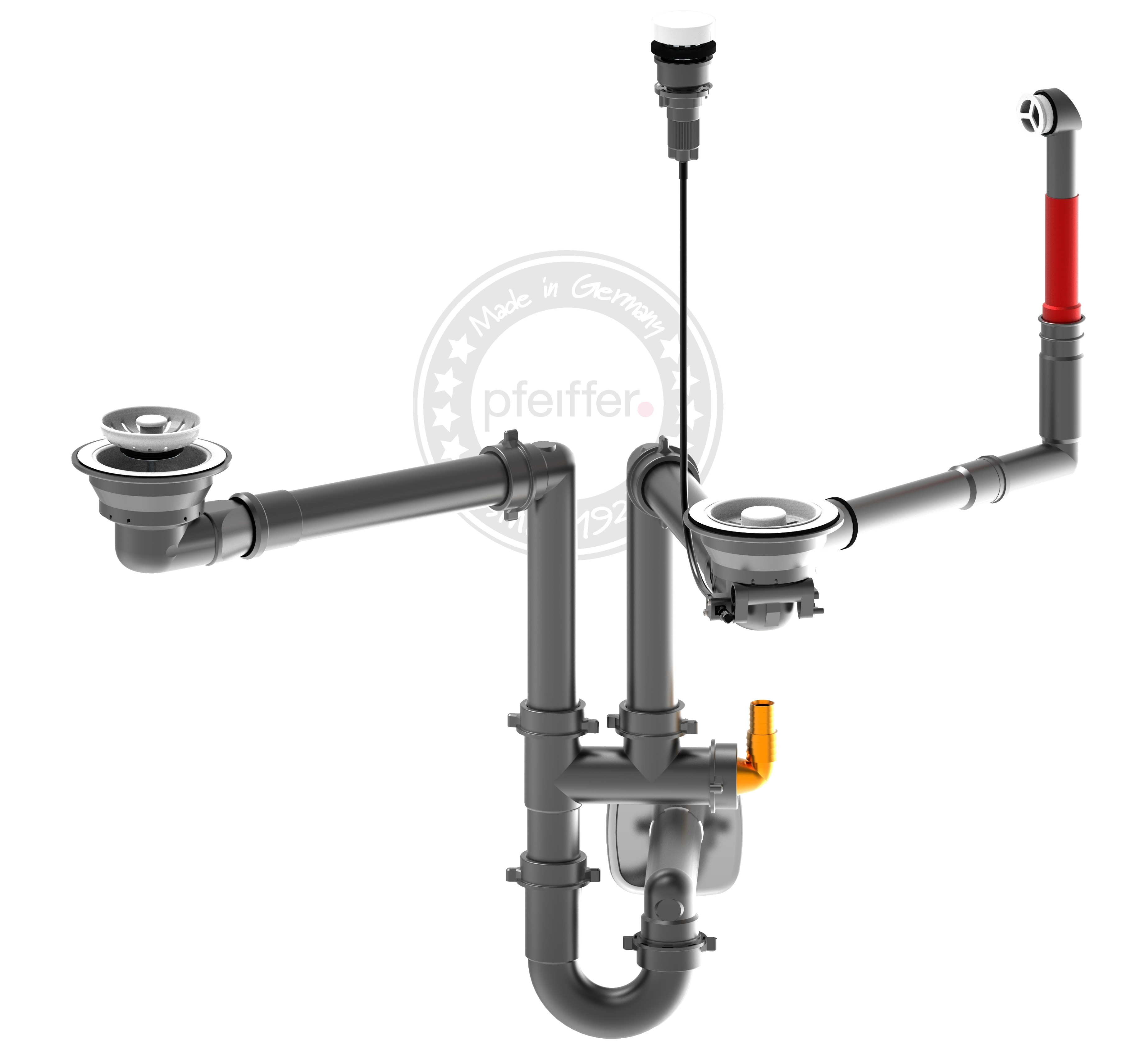 MIXA Ablaufgarnitur HD1, Farbe: 03 WHITE, passend für TWIN R60 ...