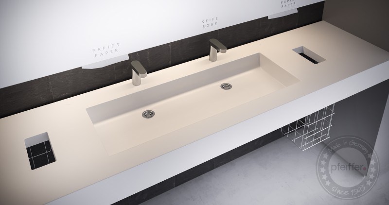Corian Trough Sink Bespoke Wash Trough In Corian Limestone Prima